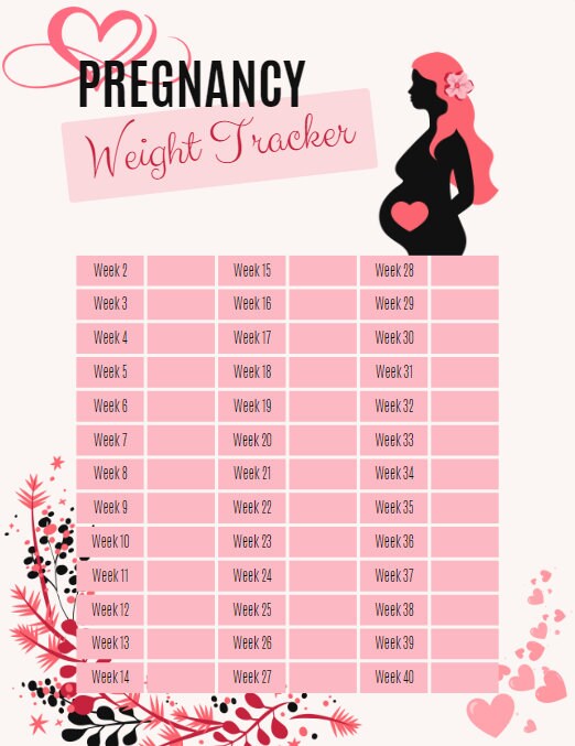 Printable Pregnancy Weight Tracker. Track Your Bump Progress With This ...