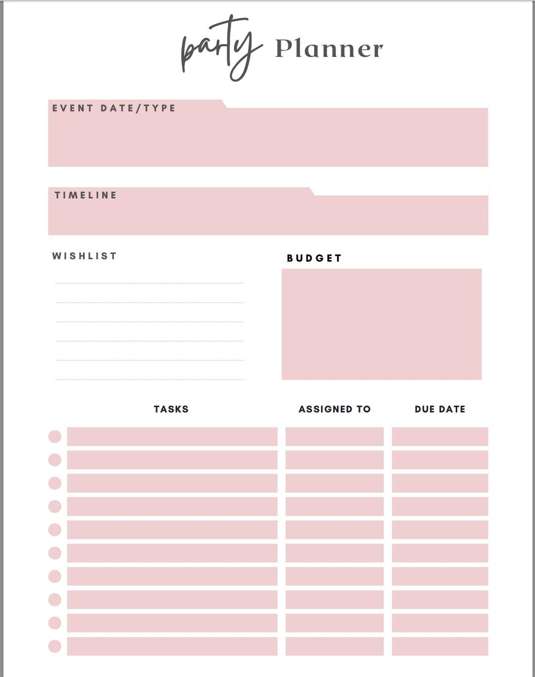 Simple Event Planner Template - Etsy