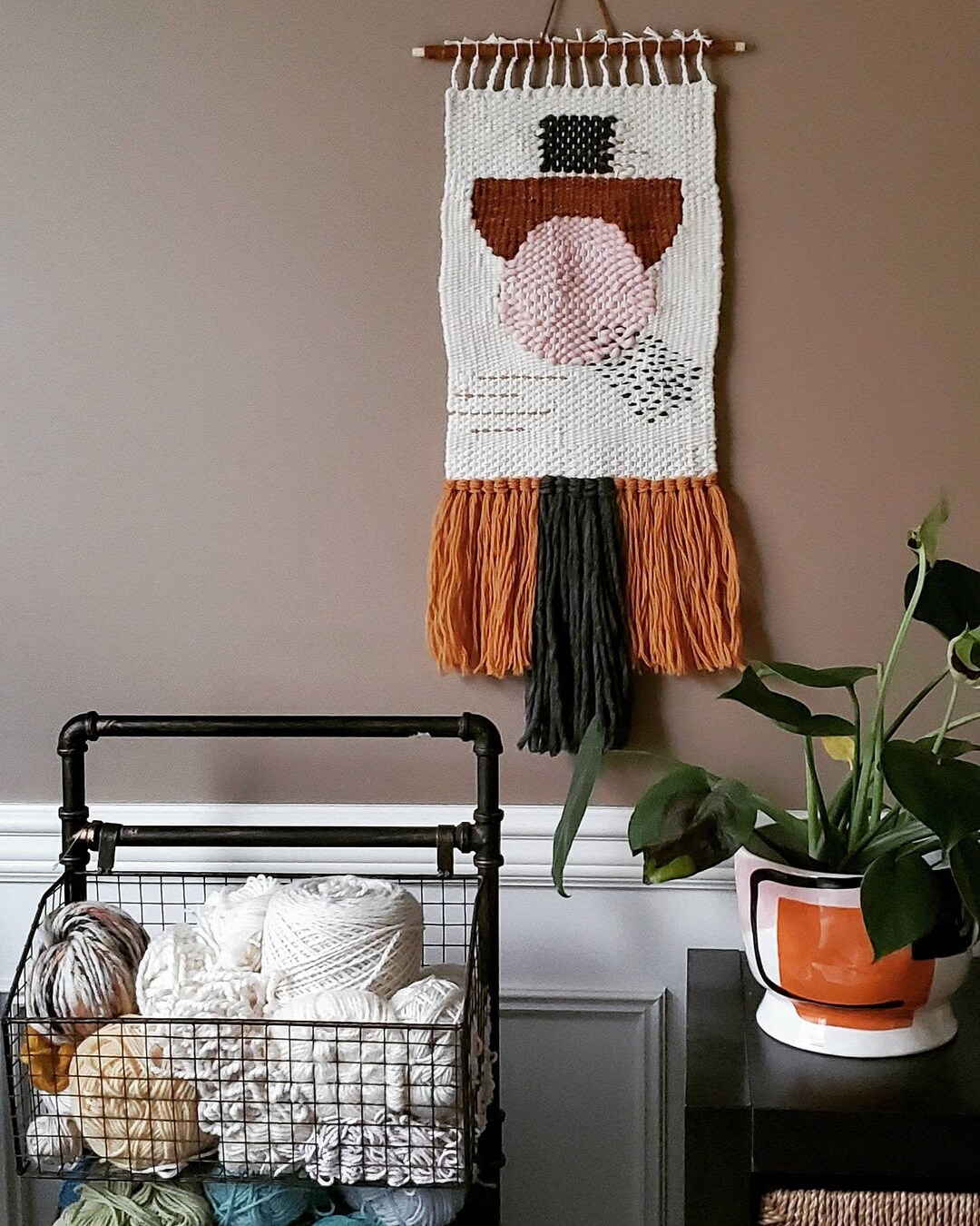 Abstract Doodle Woven Tapestry, Wall Art, Bohemian Wall Hanging ...