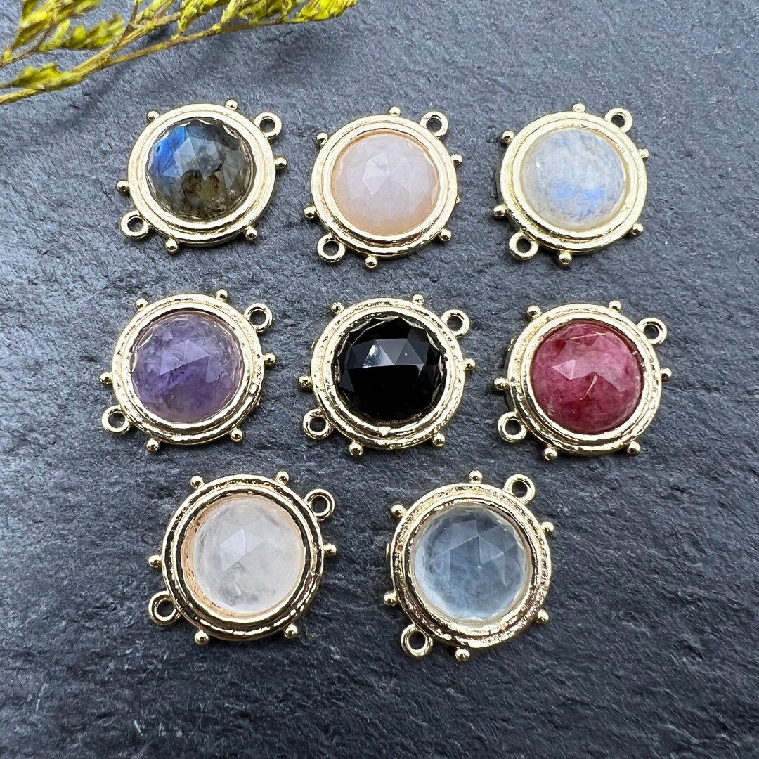 Real Stone Connector, Gold Plated Bezel Crystal Jewelry for Bracelet ...