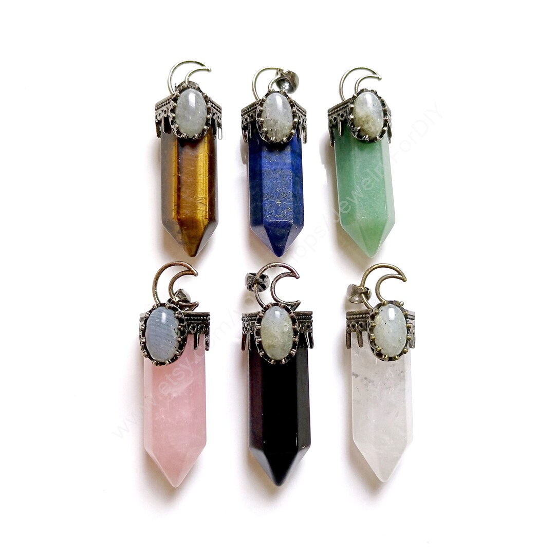 Colgante de cristal de prisma hexagonal encanto de piedra de - Etsy España