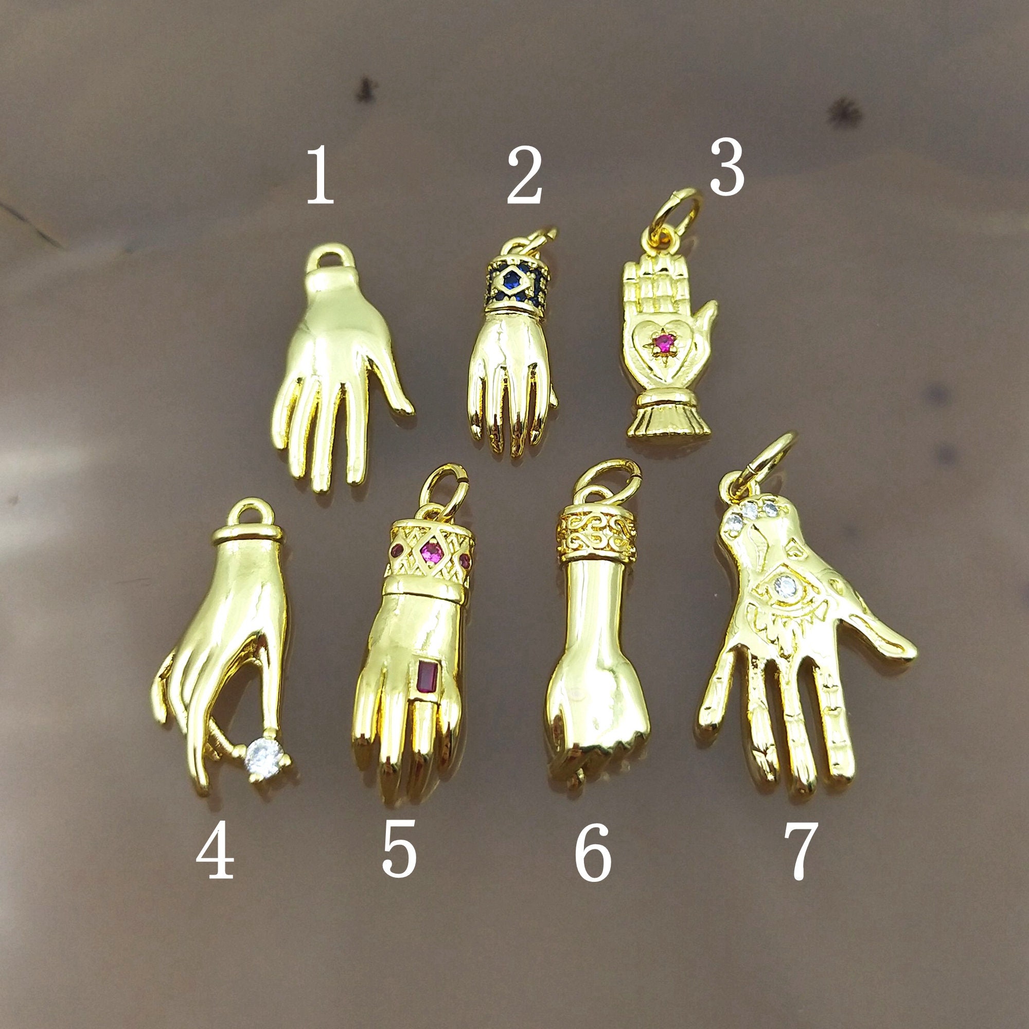 5pcs Shiny Gold Platedhand Pendant hand Amulet Pendant Hand - Etsy
