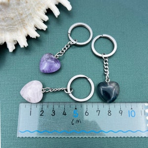 Healing Crystal Heart Keychain, Gemstone Keyring, Hand Carved Crystal ...