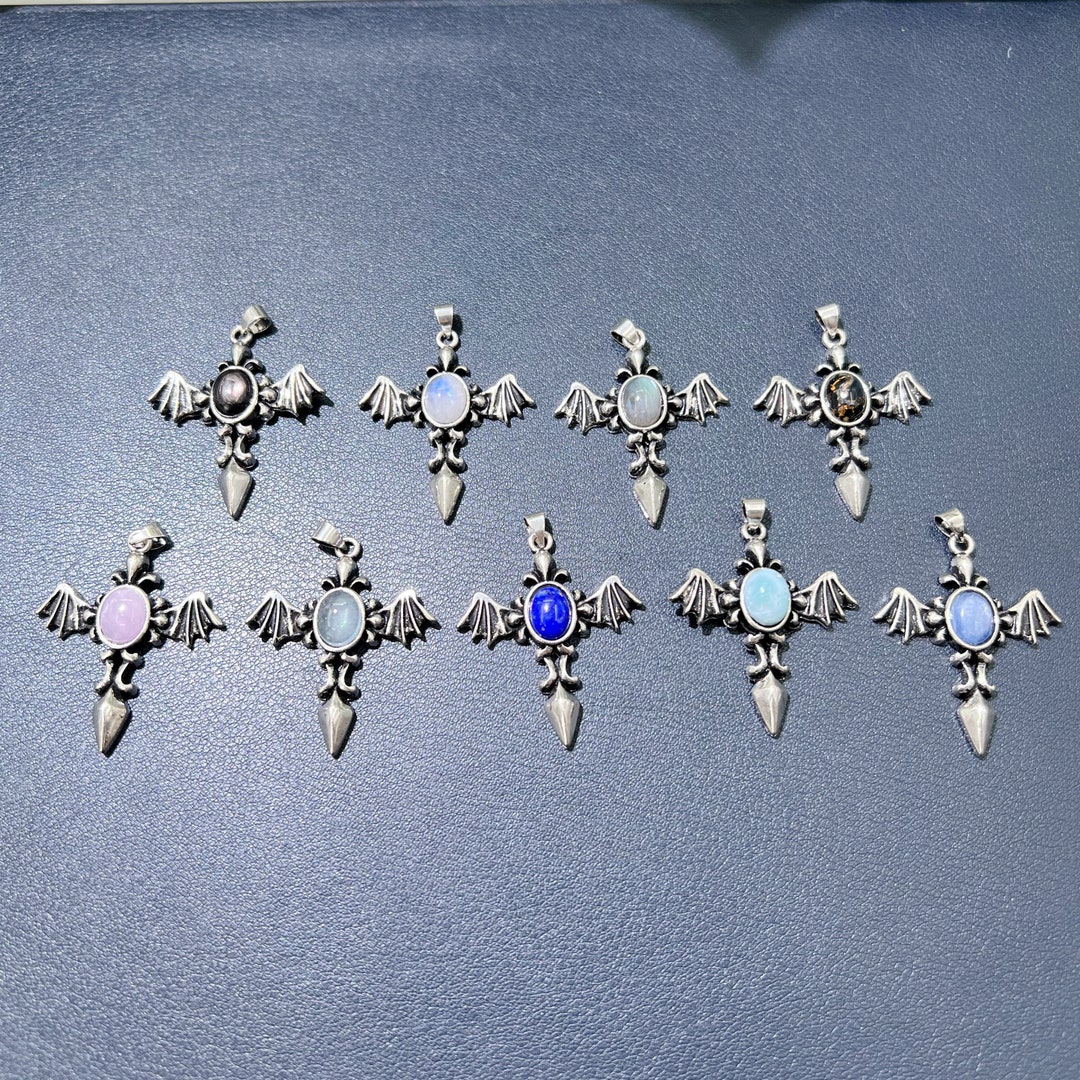 Silver Sword and Wing Crystal Pendant, Sword Necklace for Men, Unisex ...