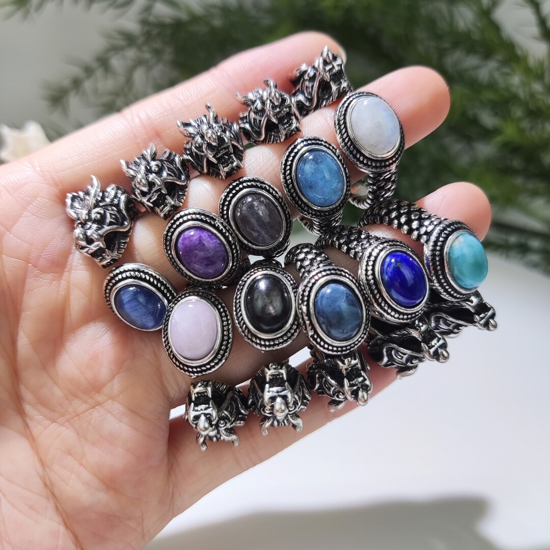 Crystal Dragon Ring Natural Gemstone Copper Ring Wholesale - Etsy