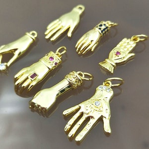 5pcs Shiny Gold Plated,hand Pendant ,hand Amulet Pendant Hand Charm ...