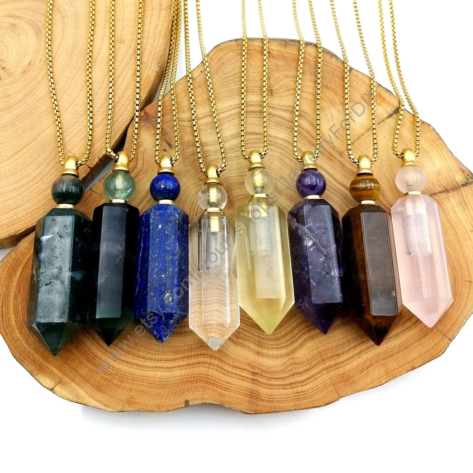 Natural Gemstone Pendant Hexagon prism Bottle Pendant | Etsy