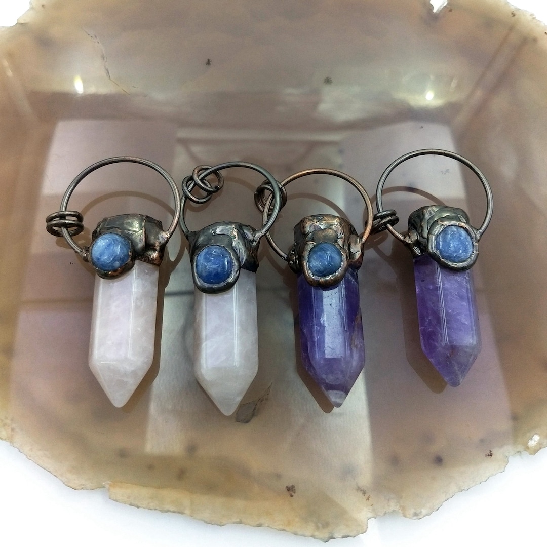 Quartz Rose Améthyste Cristal Bronze Plaqué Pendentifs Et - Etsy France