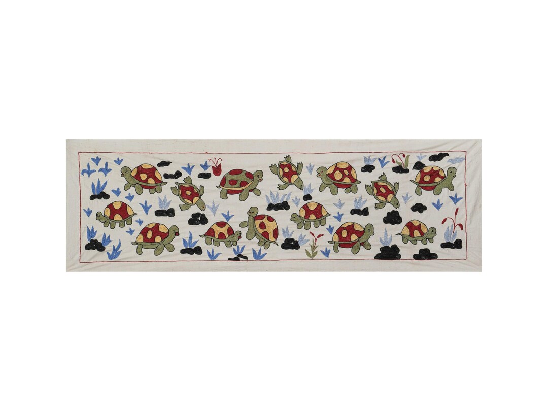 Handmade Suzani Tortoise Design Table Runner - Embroidered Turkish ...