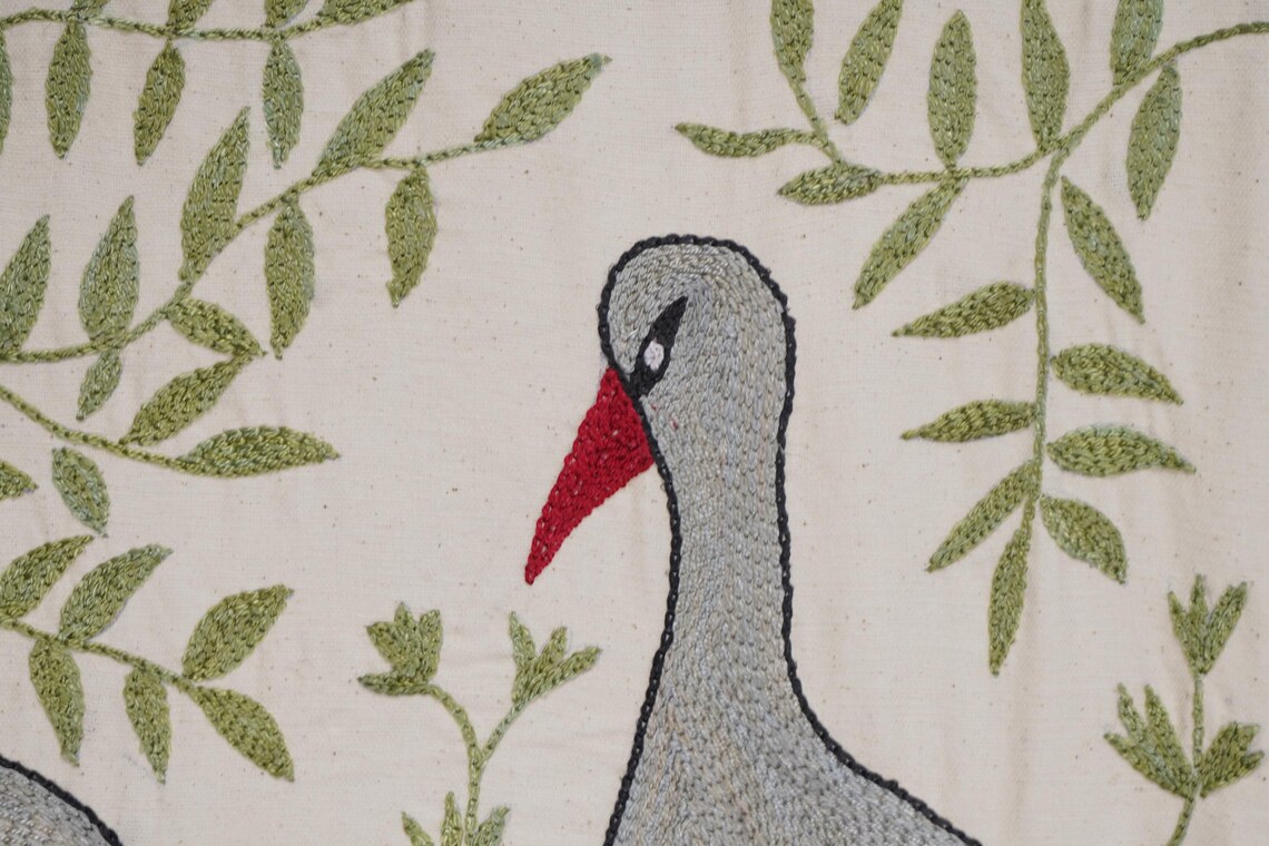 Vintage Uzbek Suzani Wall Hanging – Floral Animal Embroidery, Cotton ...