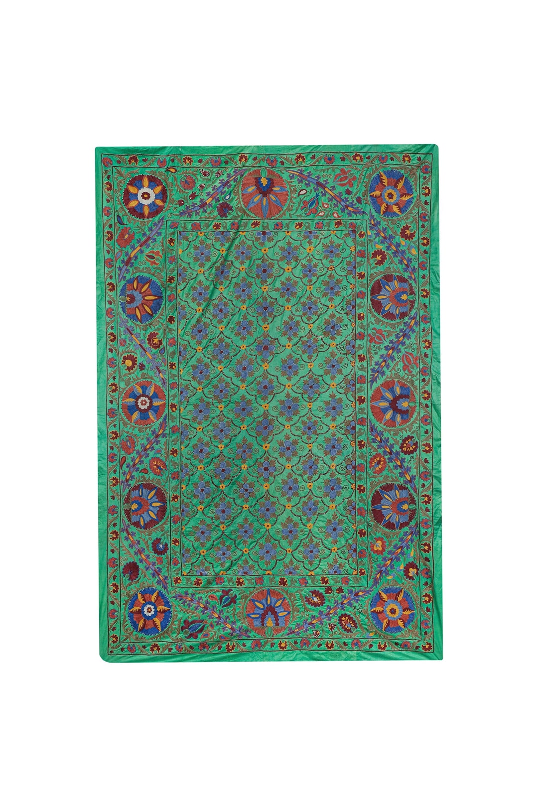 Silk Suzani Tapestry, Terra Cotta Suzani Wall Hanging Decor, Bukhara ...