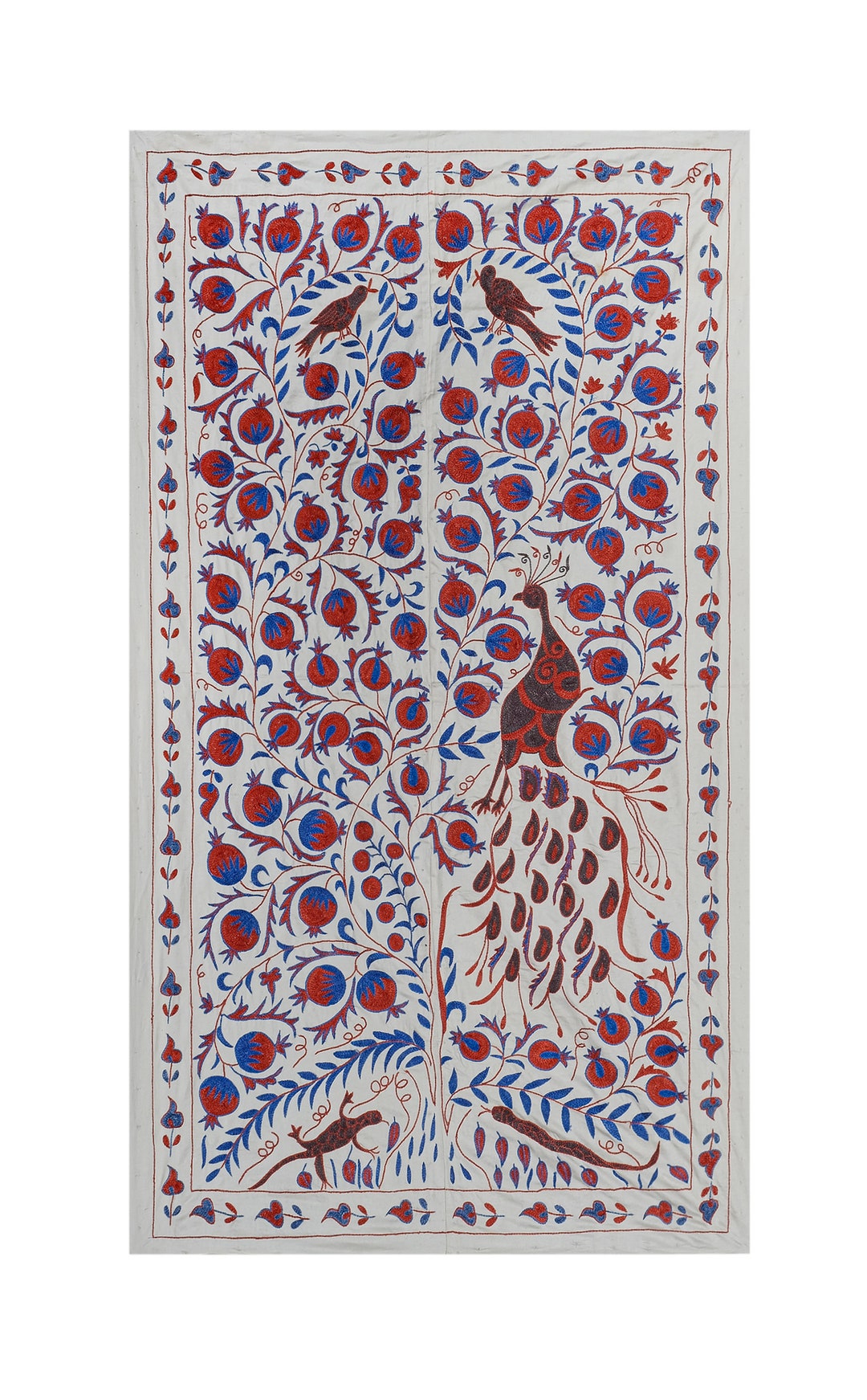 Vintage Folk Art Bird Pictorial Suzani From Uzbekistan, Uzbekistan ...