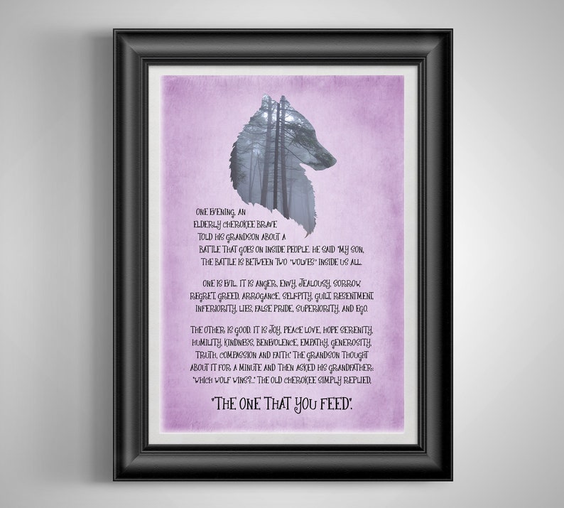 Wolf Art Native Americans Decor the Tale of Two Wolves Poster the One ...