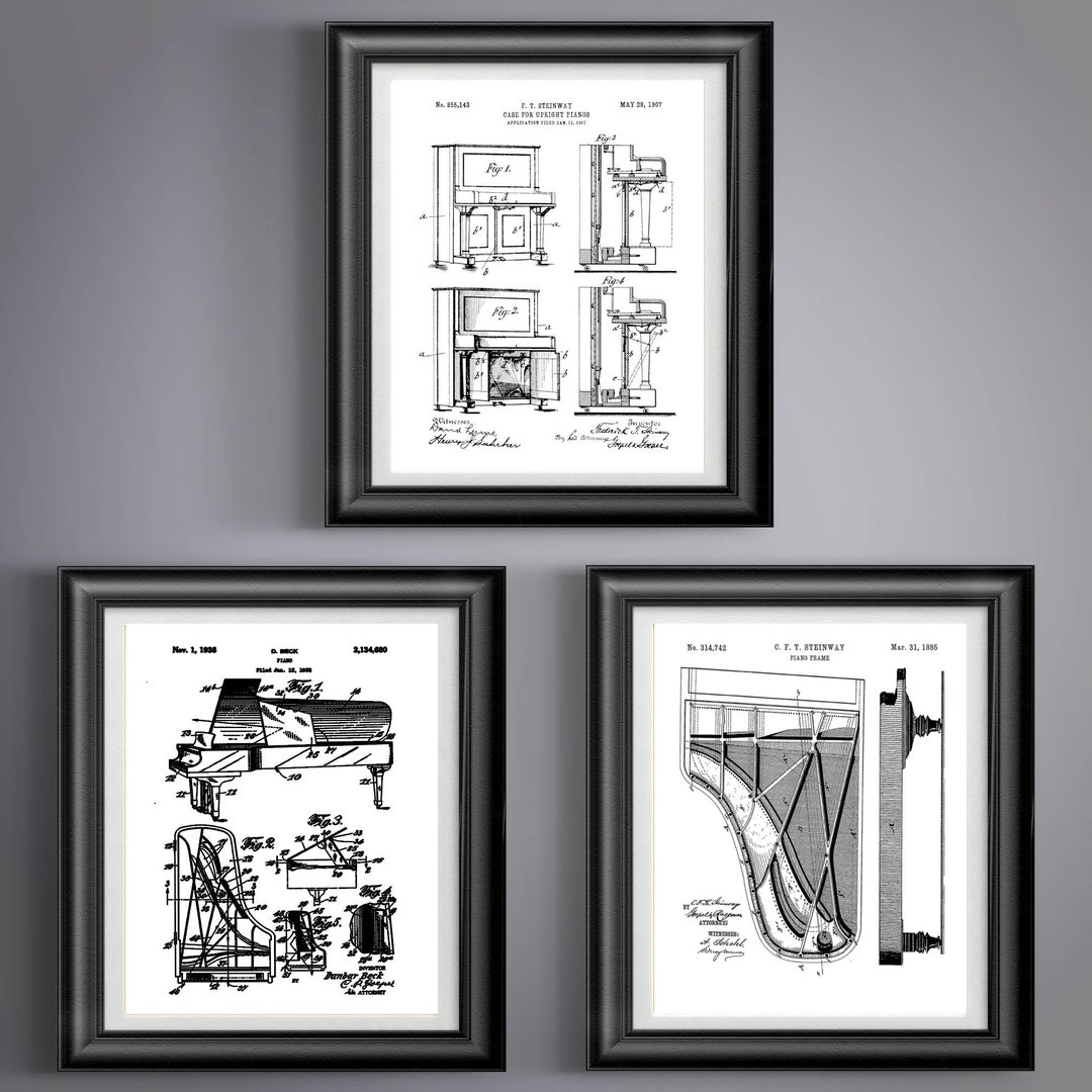 Piano Artwork Piano Wall Decor Steinway Blueprint Pianist Gift Piano ...