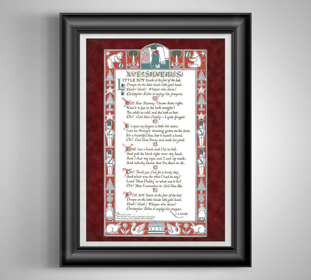AA Milne Quote Vespers Bedtime Prayer Winnie the Pooh Print Christian ...