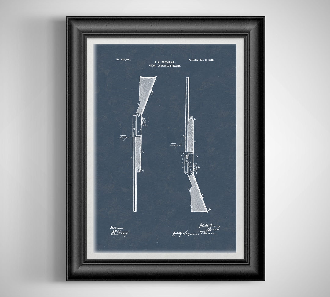 Vintage Firearm Patent Art Print: Unframed Wall Decor for Man Cave, Gun ...