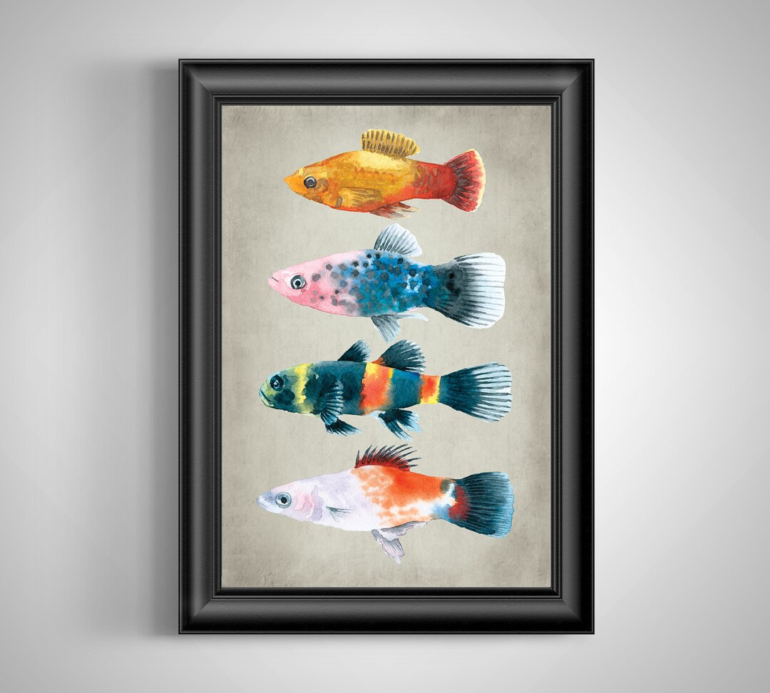 Vibrant Tropical Fish Poster: Coastal Beach Decor, Aquarium Art Print ...