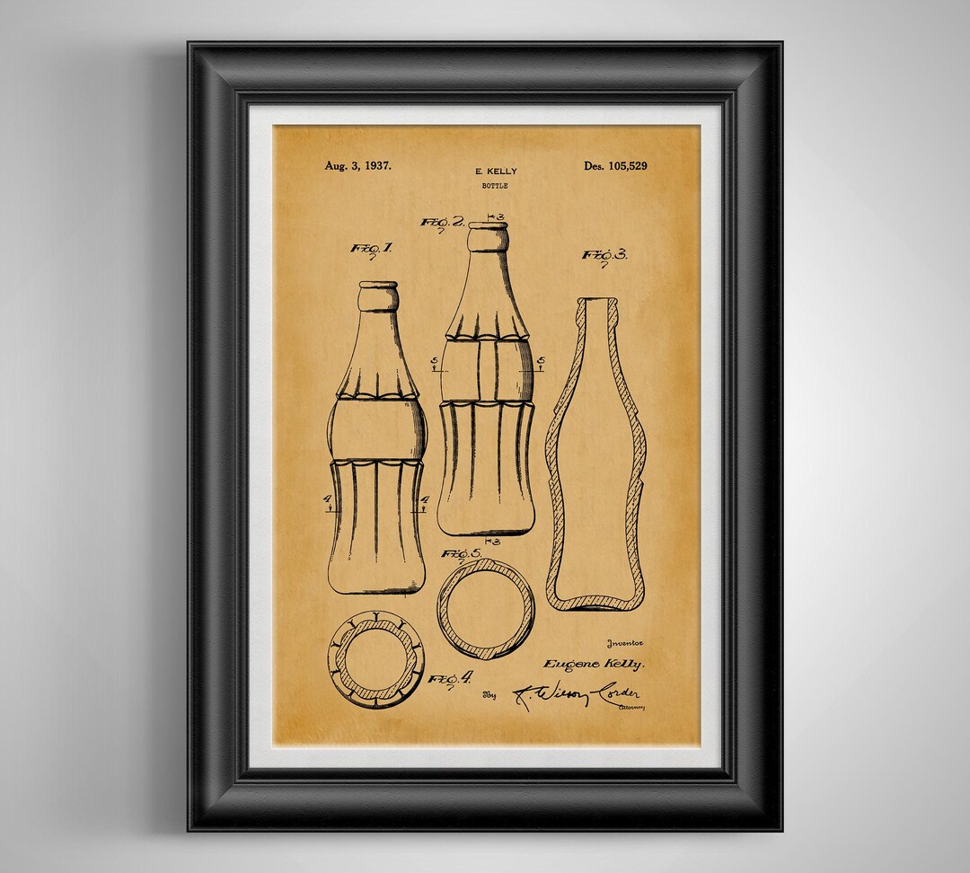 Vintage 1937 Coca-cola Patent Art: Hobble Skirt Bottle Design - Unique ...