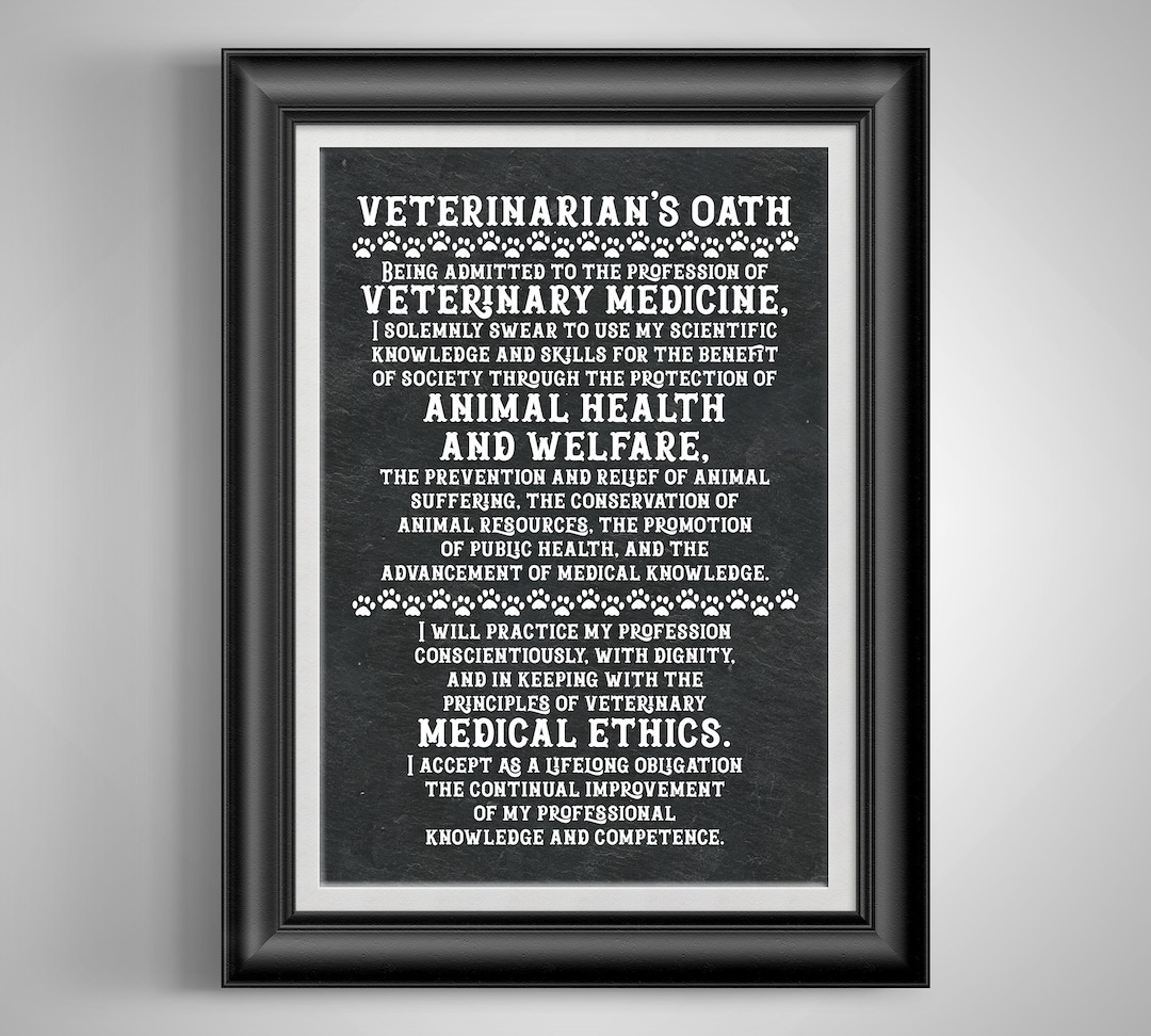 Veterinarian's Oath Animal Clinic Wall Art Animal Hospital Wall Decor Vet Tech Graduation Gift ...