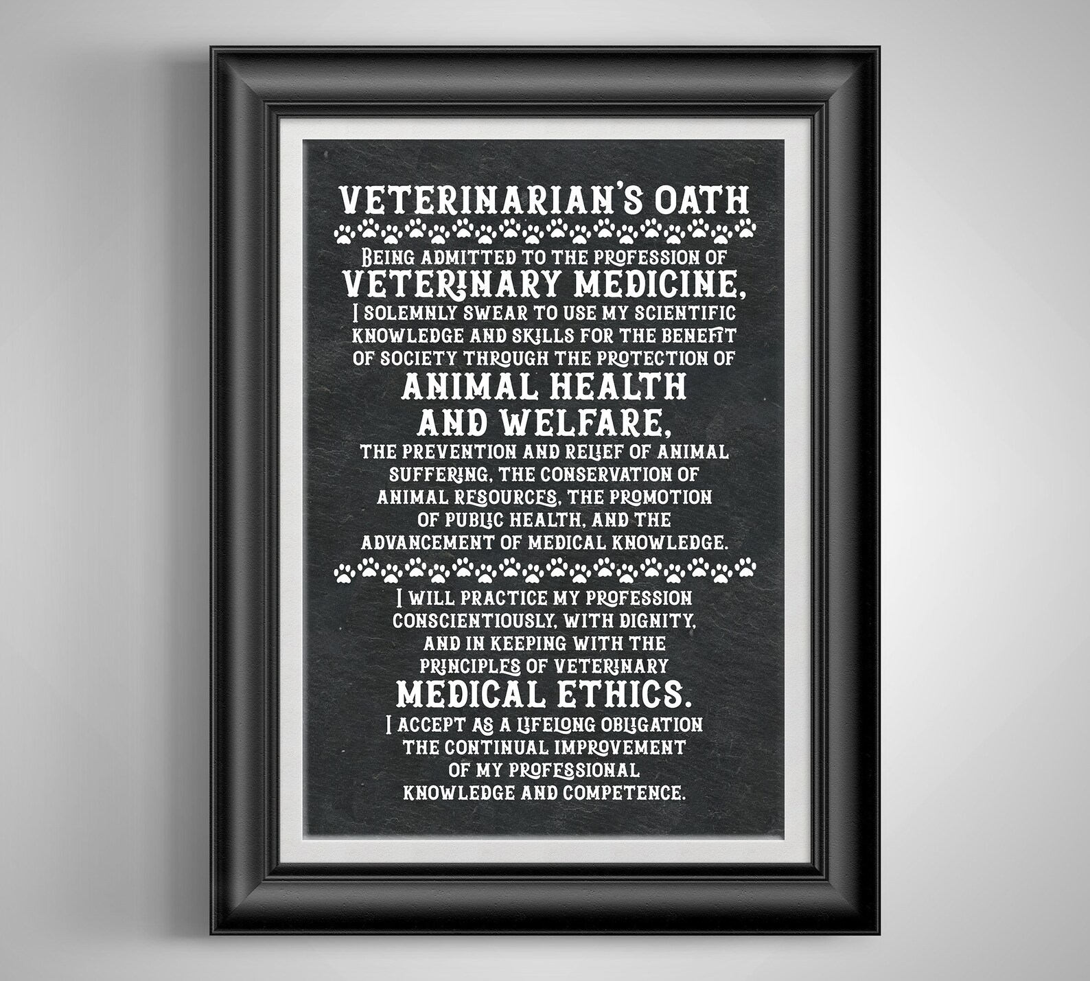 Veterinarian's Oath Animal Clinic Wall Art Animal Hospital Wall Decor ...