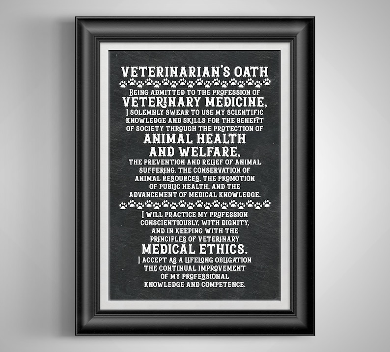 Veterinarian's Oath Animal Clinic Wall Art Animal Hospital Wall Decor ...