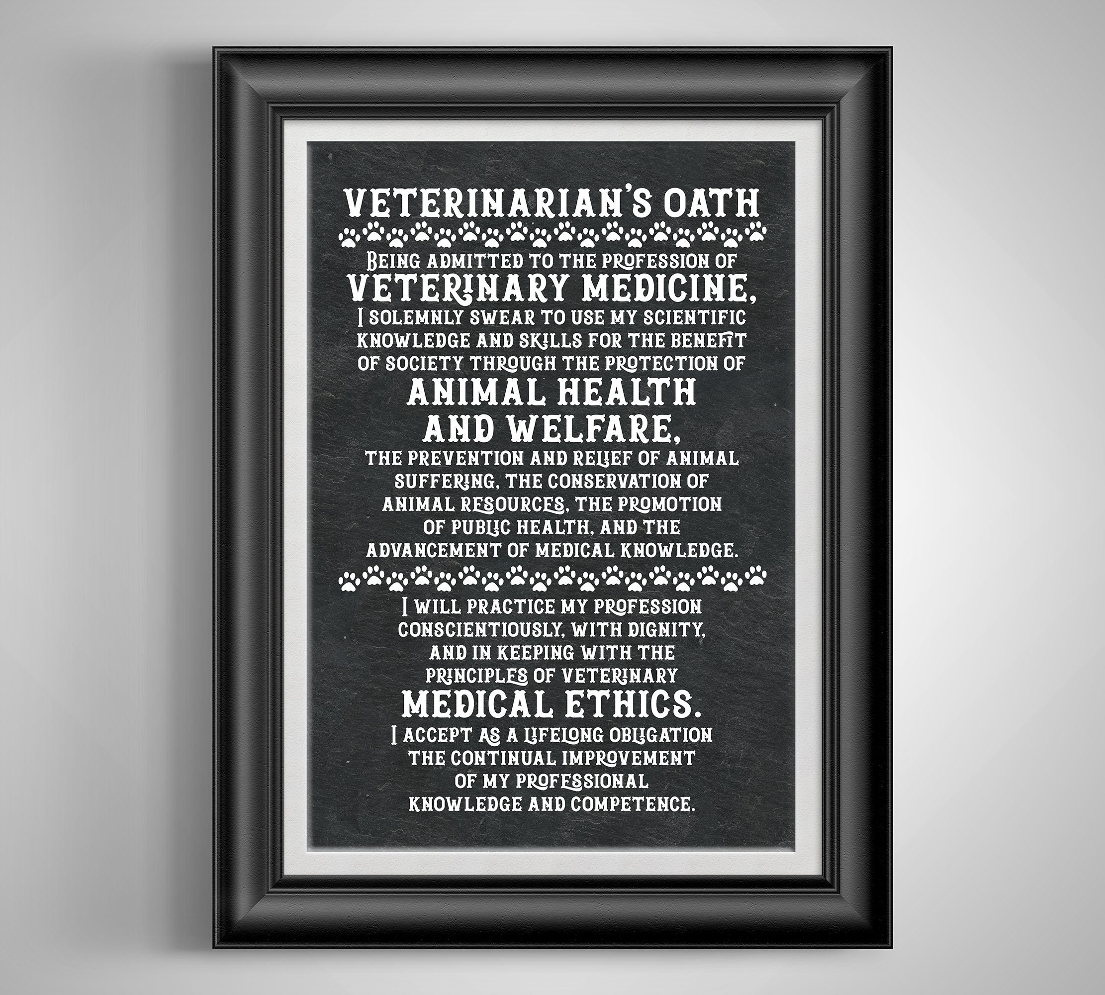 Veterinarian's Oath Animal Clinic Wall Art Animal Hospital Wall Decor ...