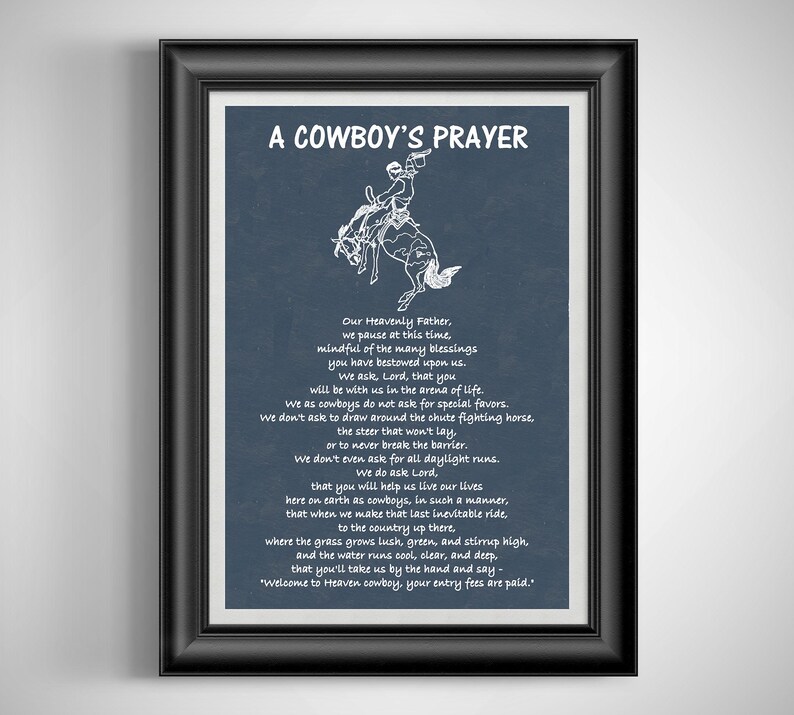 Cowboy Poster Rodeo Art Print Horse Poster Equine Art A Cowboys Prayer ...