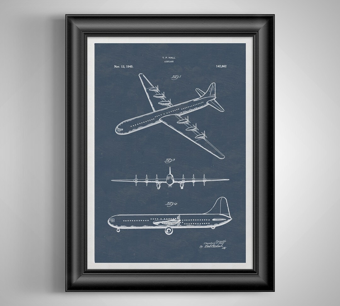 Aviation Decor 1945 Airplane Patent Aircraft Wall Art Military Cargo ...