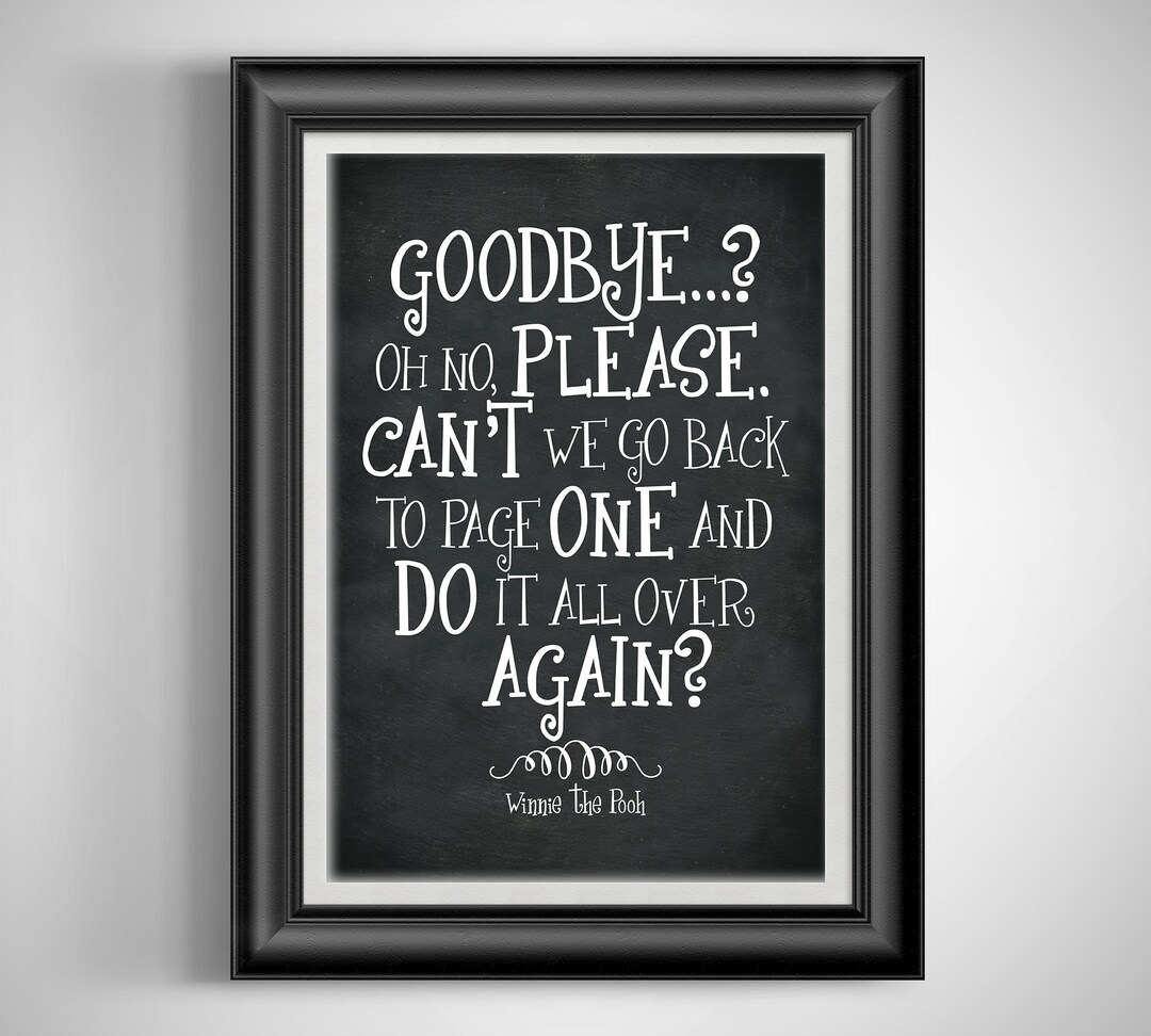 Winnie the Pooh Goodbye Quote Goodbye Print Farewell Gift Moving Away ...