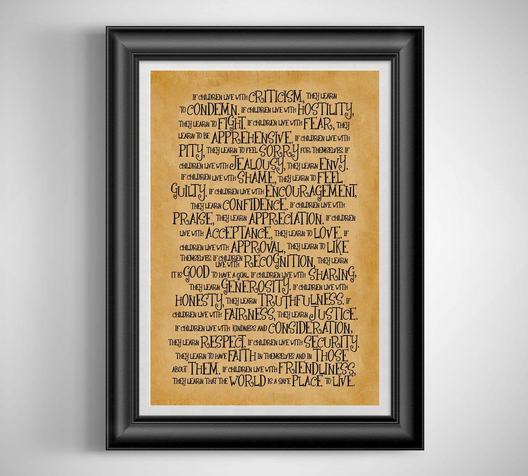 Children Learn What They Live Poem House Rules Poster Children's Quote ...