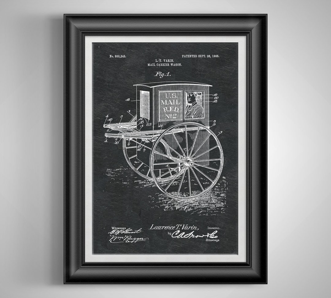1905 Vintage Mail Carrier Wagon Patent - US Postal Service Antique ...