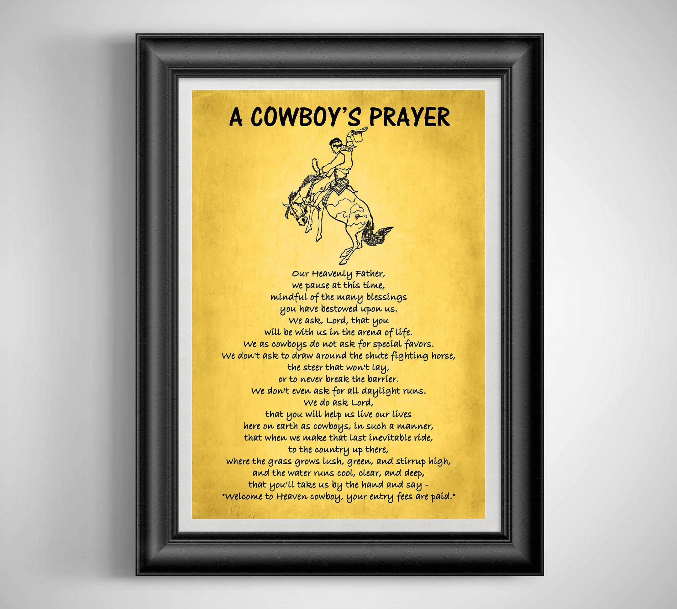 Cowboy Poster Rodeo Art Print Horse Poster Equine Art A Cowboys Prayer ...