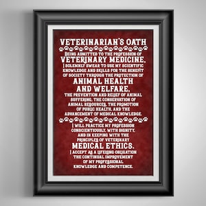 Veterinarian's Oath Animal Clinic Wall Art Animal Hospital Wall Decor ...