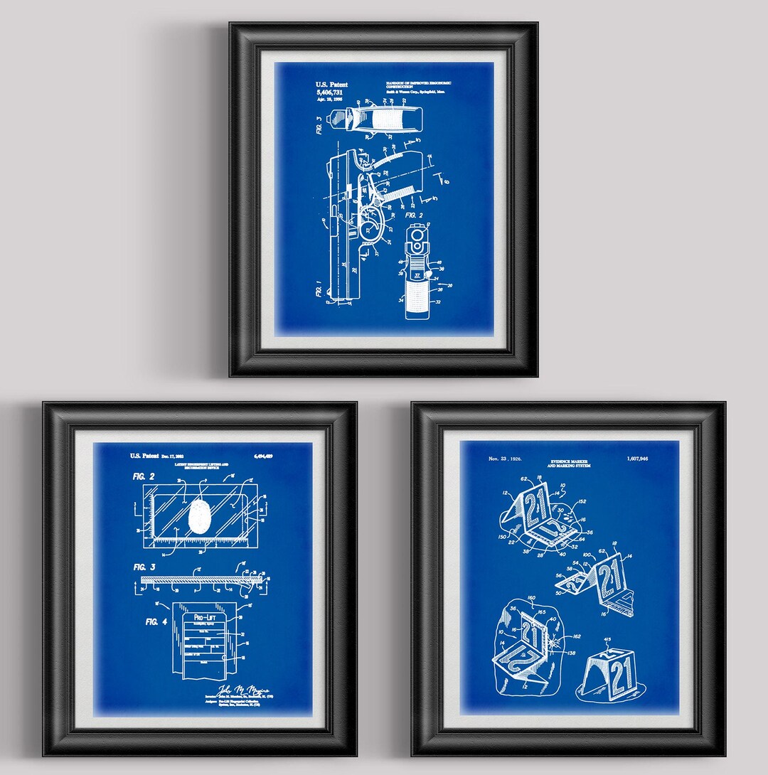 Set of 3 Forensic Patents for Law Enforcement Officers, Evidence ...
