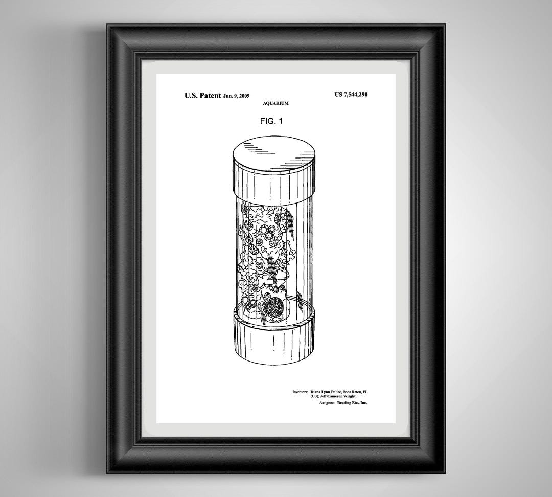 Vintage Fish Aquarium Patent Print - Unframed Aquatic Plant Print for ...