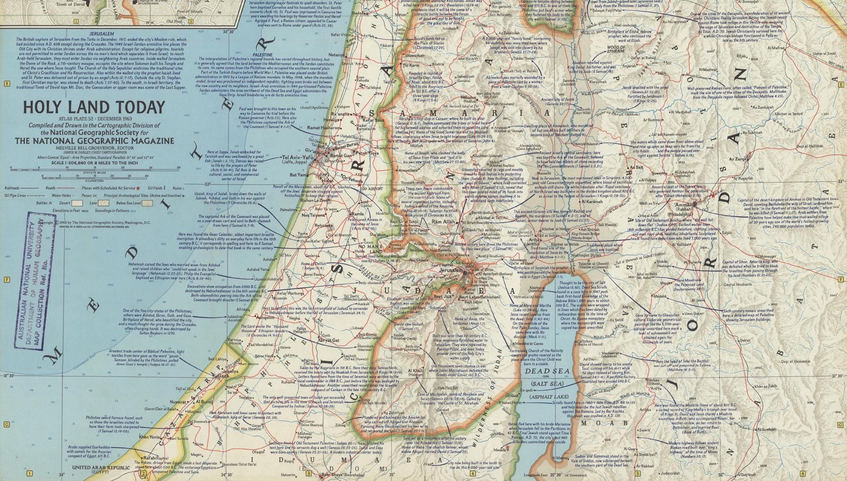 Cristian Poster 1963 Holy Land Map Jesus Travels Bible Study Gifts ...