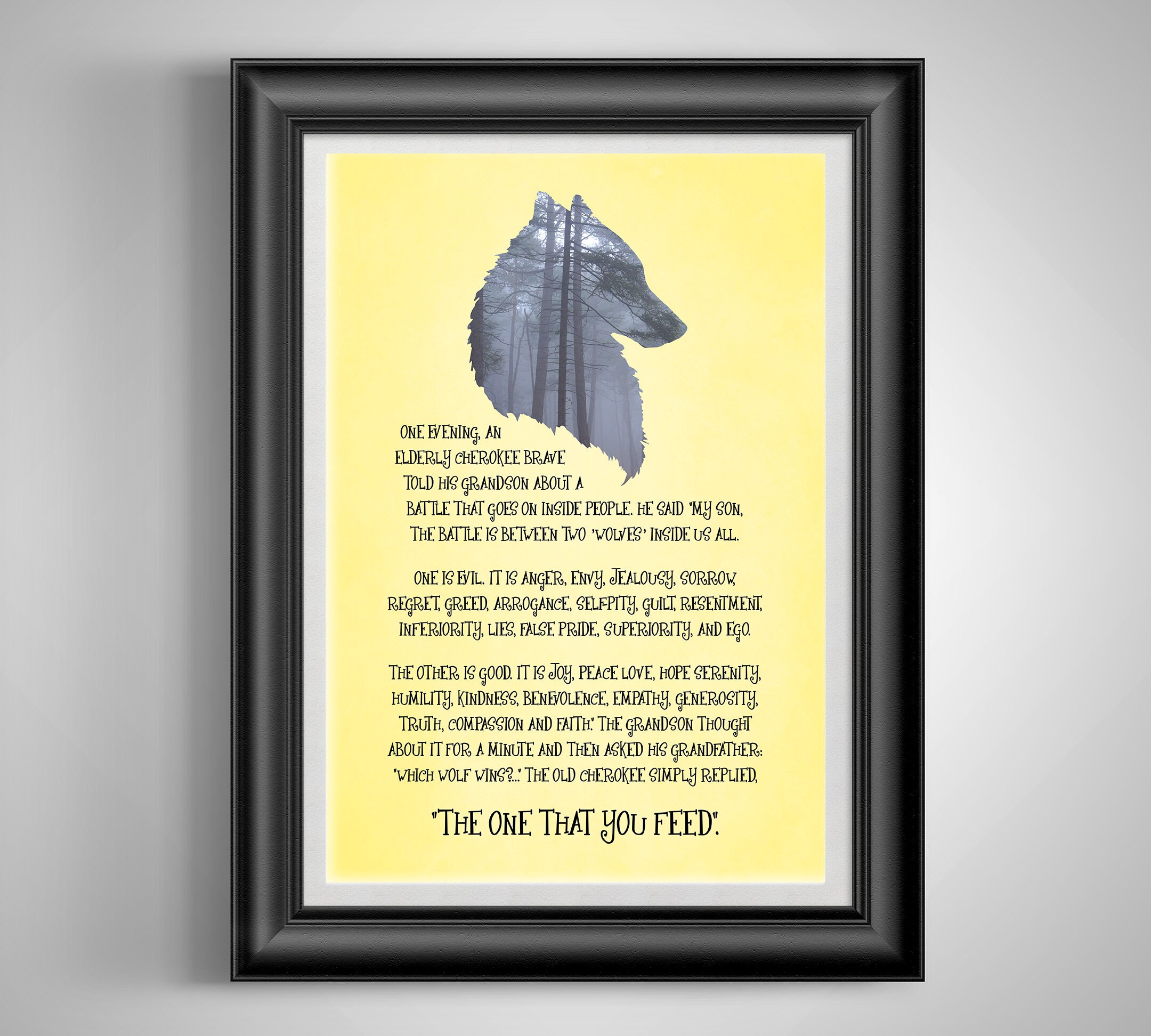 Wolf Art Native Americans Decor the Tale of Two Wolves Poster the One ...