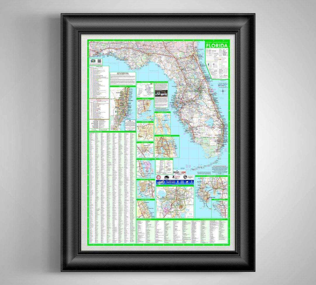 Florida Sunshine State Map Poster: Unique Gift for Floridians and ...
