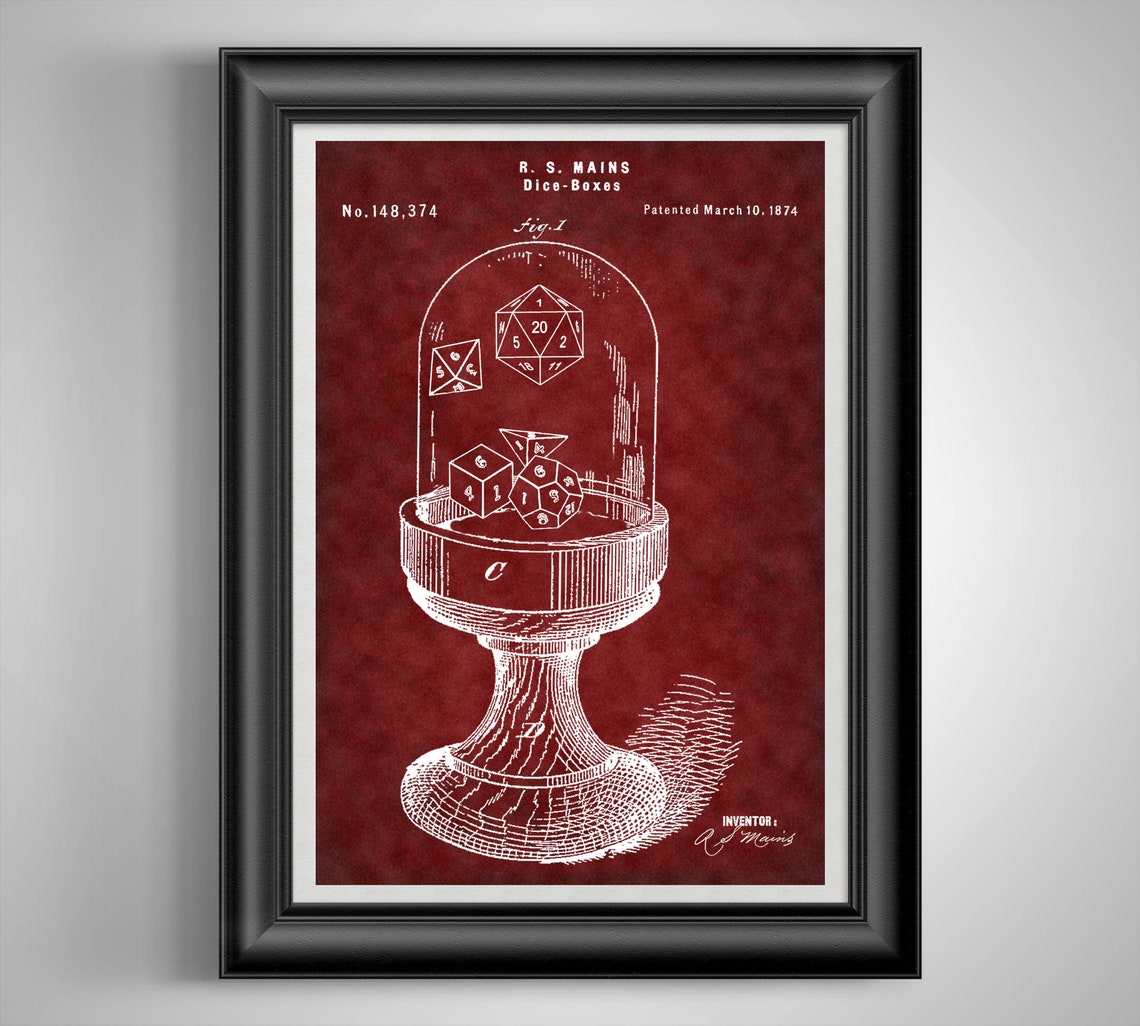 DND Dice Box Dungeons and Dragons Art Dnd Decor Teens Room Wall Art Dnd ...