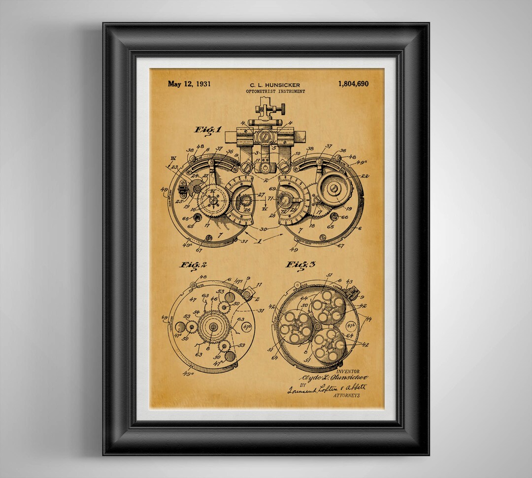 Vintage Optometry Wall Art: Eye Doctor Office Decor | Patent Prints for ...