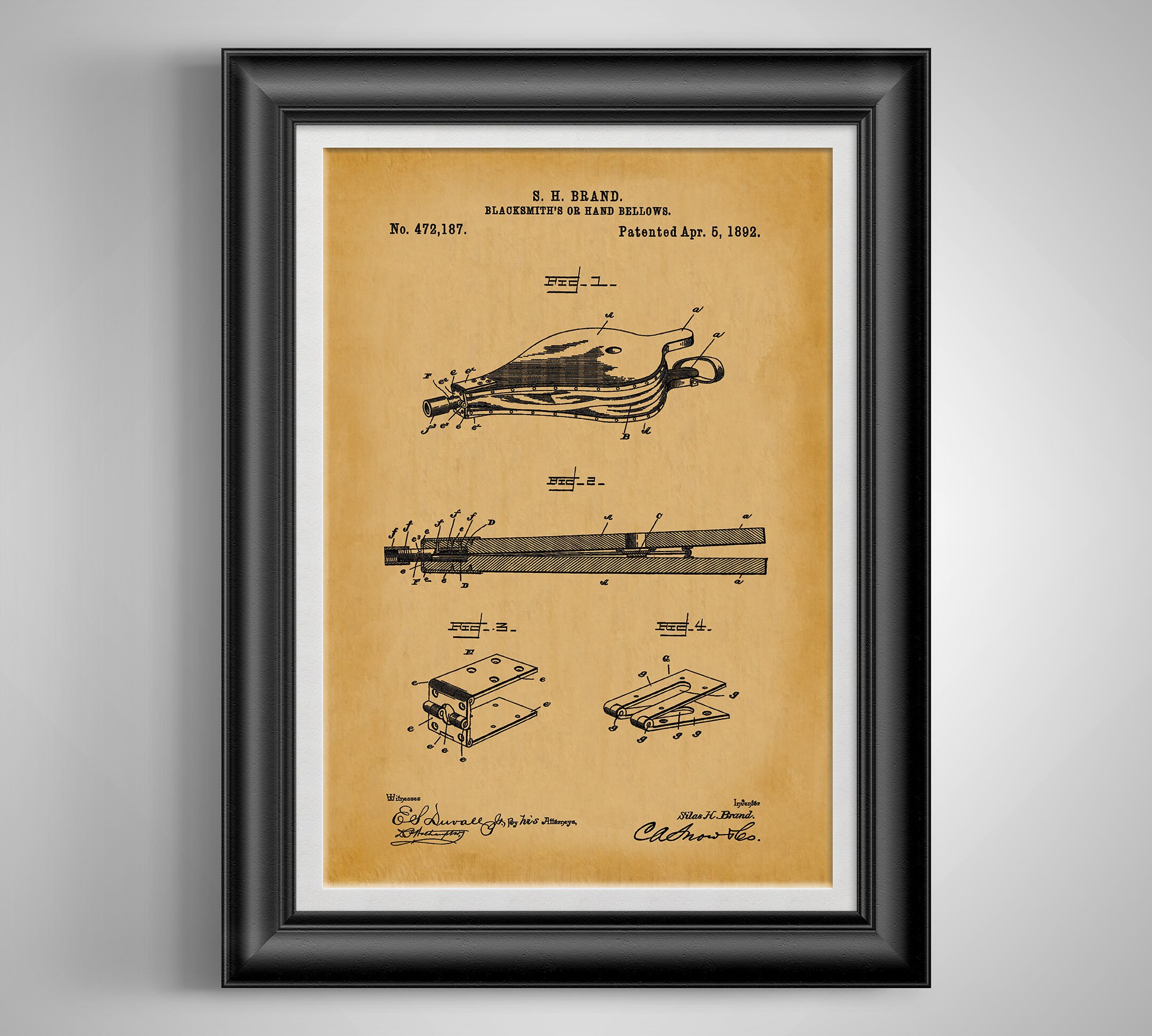 Vintage Blacksmith Bellows Patent Art Print - Rustic Decor for Office ...