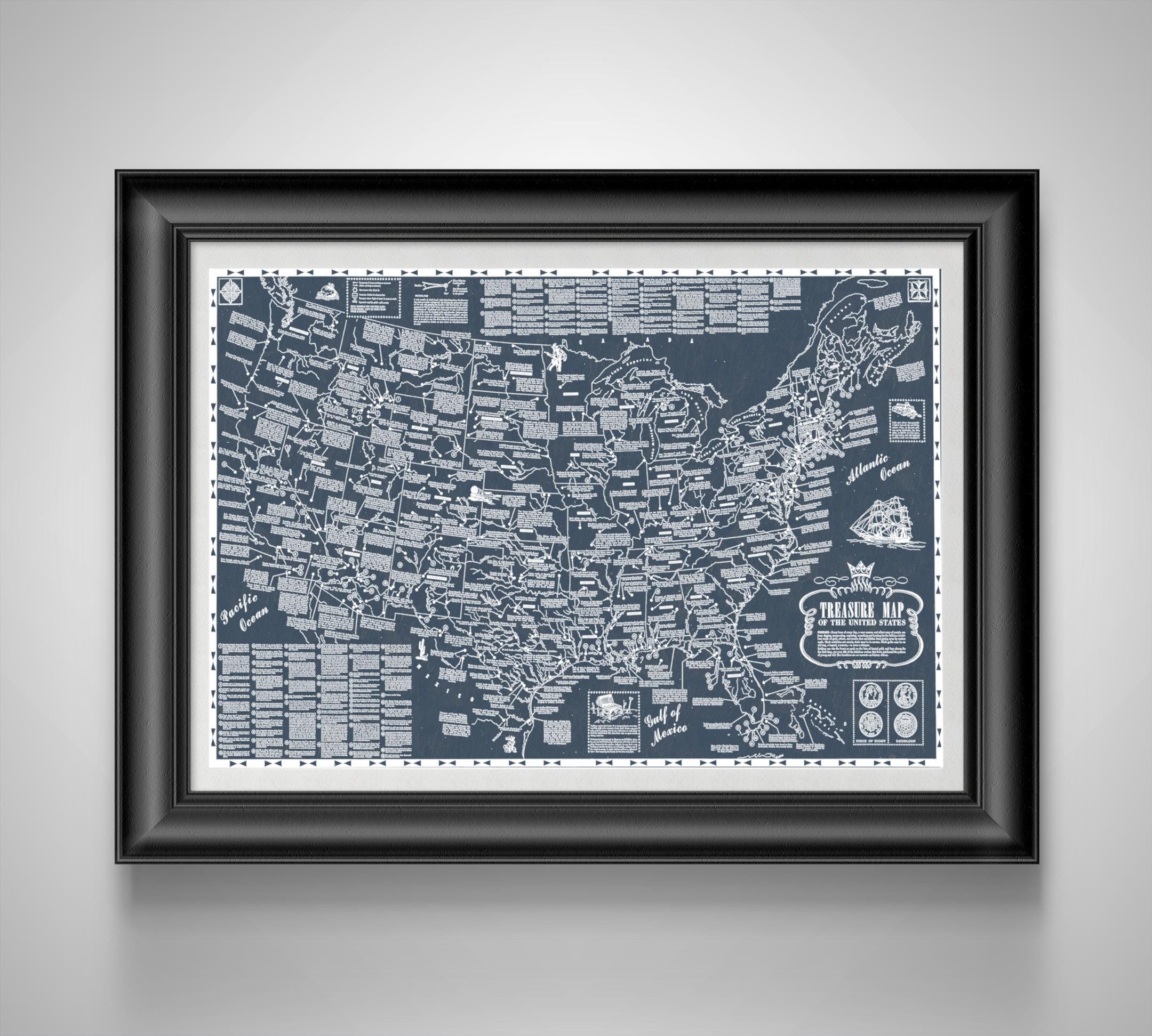 Rustic 1957 US Treasure Map: Metal Detector Enthusiast Gift - Gold ...