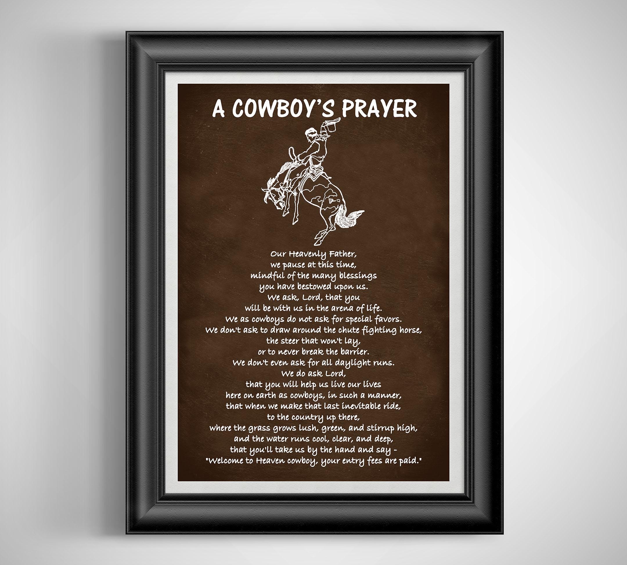 Cowboy Poster Rodeo Art Print Horse Poster Equine Art A Cowboys Prayer ...