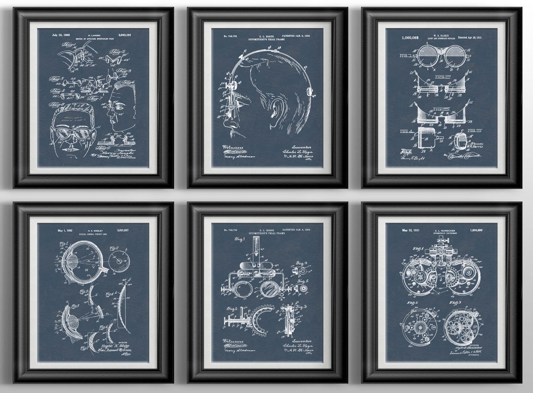 Optometry Wall Art Set: 6 Piece Prints for Eye Doctors, Opticians ...
