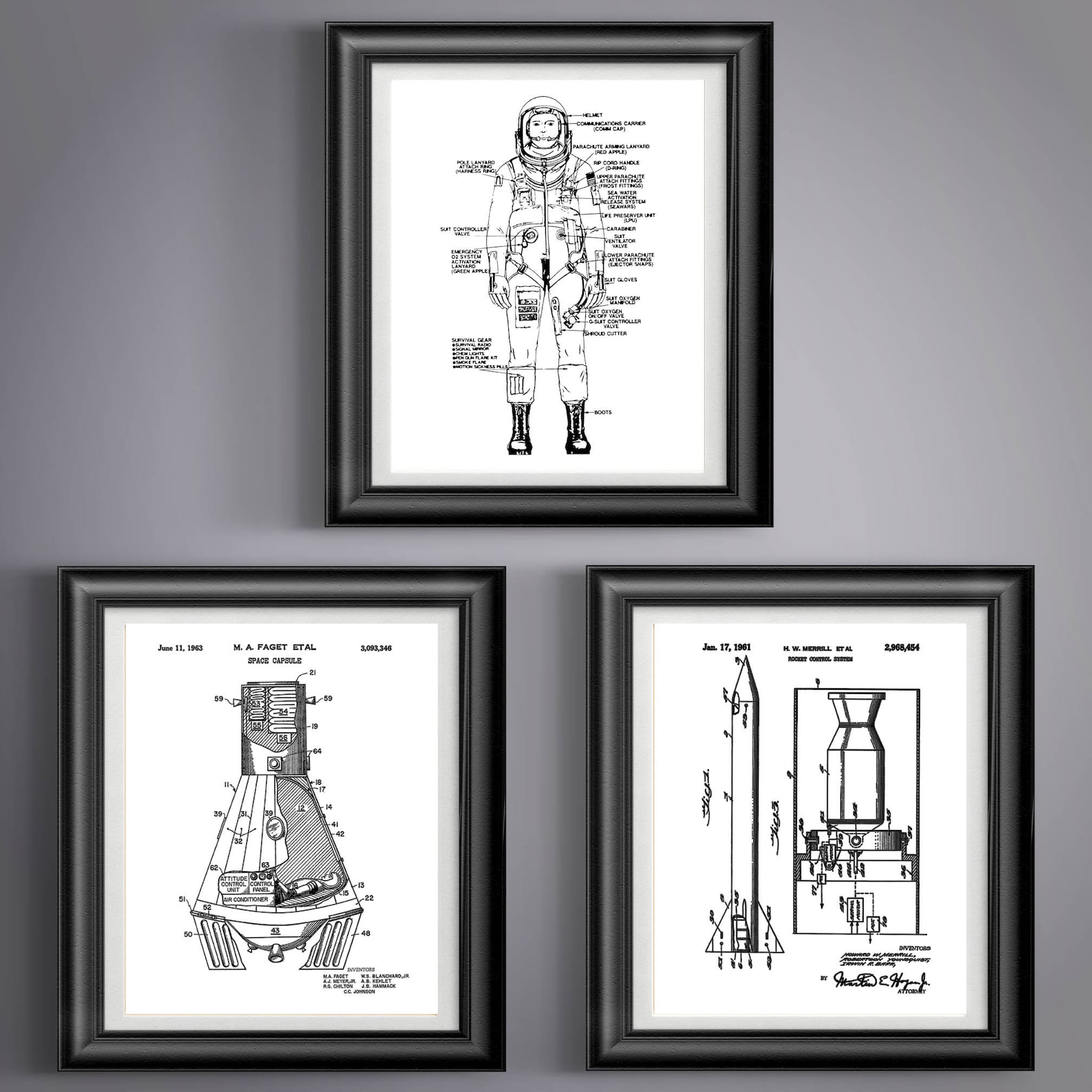 NASA Mars Space Nursery Three Prints Set: Outer Space Themed Decor for ...