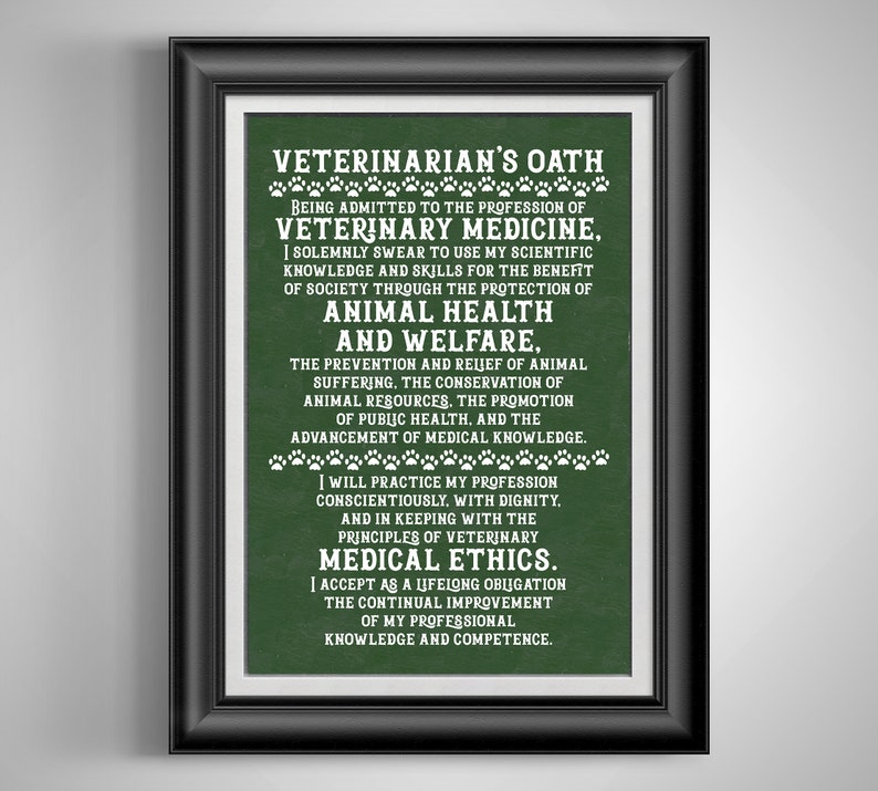 Veterinarian's Oath Animal Clinic Wall Art Animal Hospital Wall Decor ...
