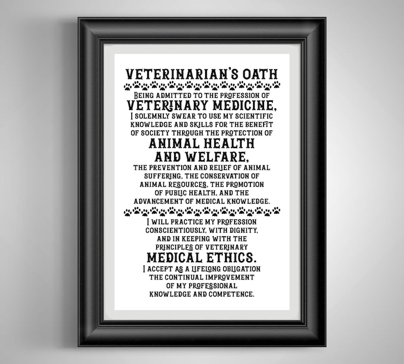 Veterinarian's Oath Animal Clinic Wall Art Animal Hospital Wall Decor ...