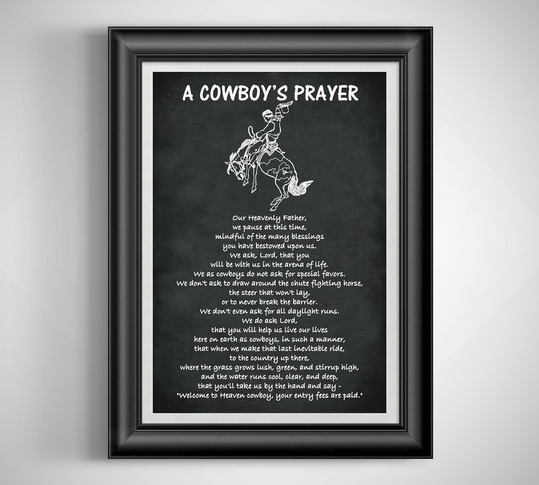 Cowboy Poster Rodeo Art Print Horse Poster Equine Art A Cowboys Prayer ...