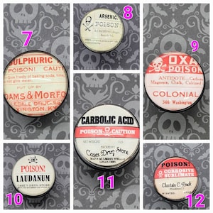 17 Poison Collection Made to Order Drawer Pull Knobs Glass Dome Goth ...