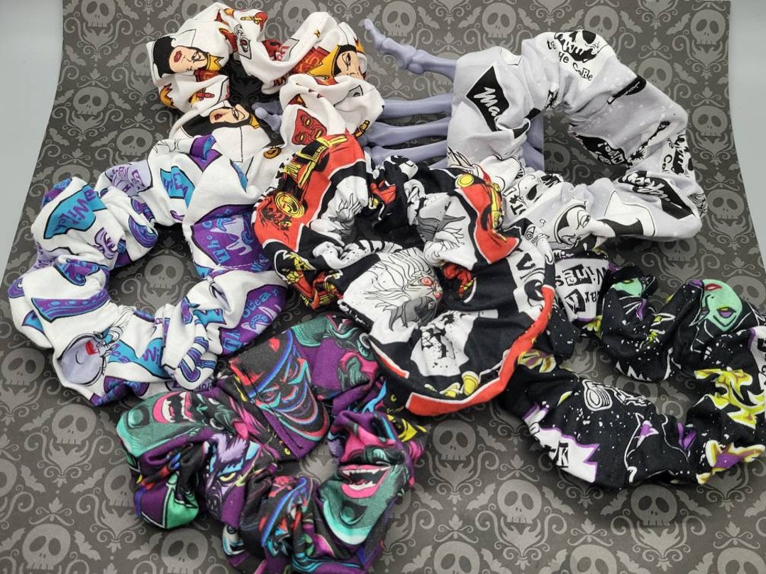 Evil Villains Scrunchie 6 Pack 100% Cotton Hair Ties Christmas Birthday ...